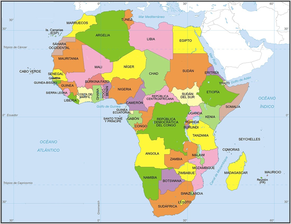 Mapa Físico De áfrica Con Capitales Aspectos Gerais Da África: